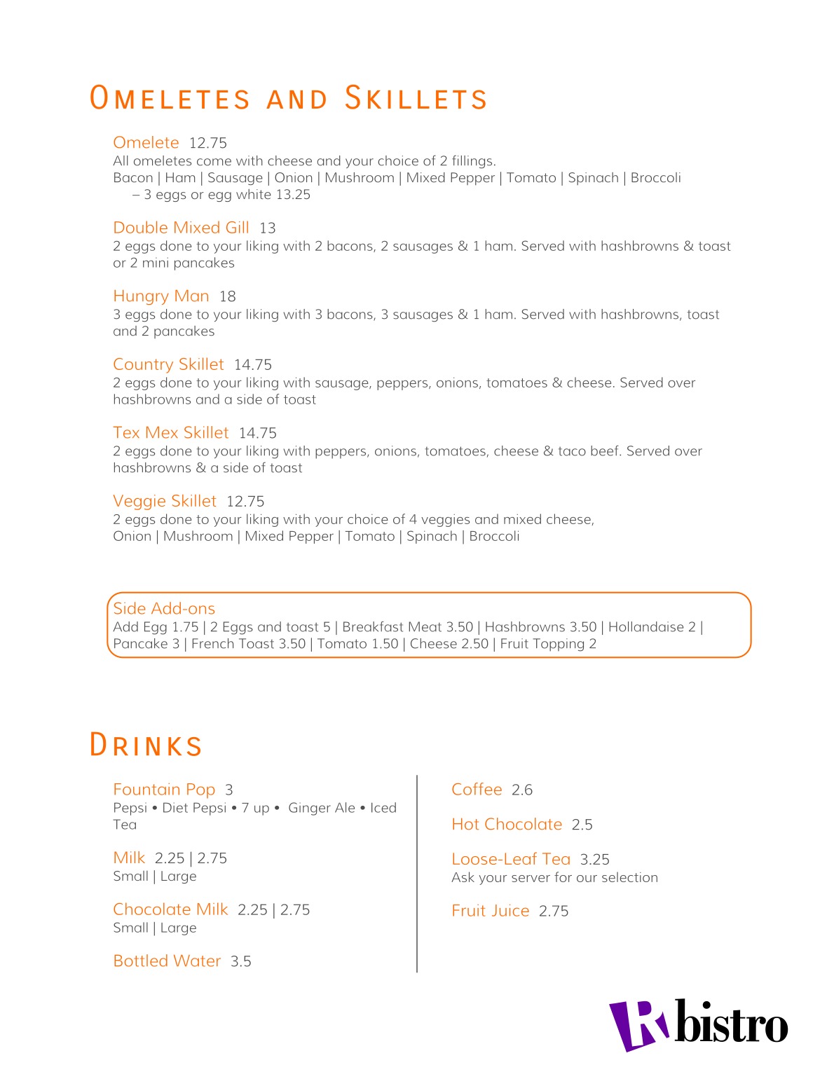 Breakfast Menu | The Frantz Inn